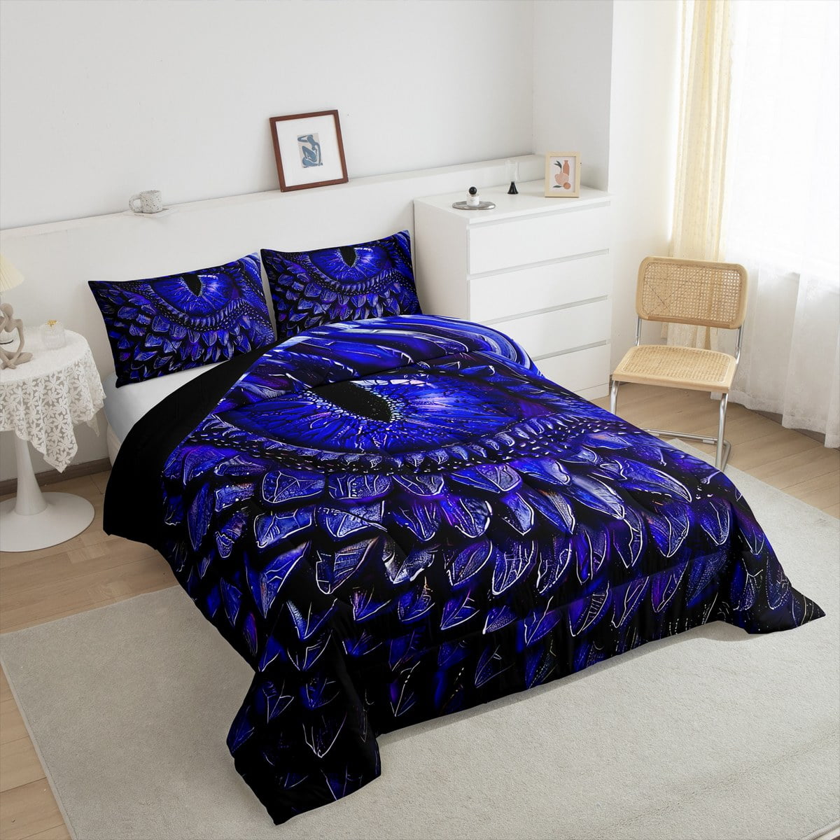 Blue Dragon Eye Full Bedding Sets,Antique 3D Dragon Quilt Gothic ...
