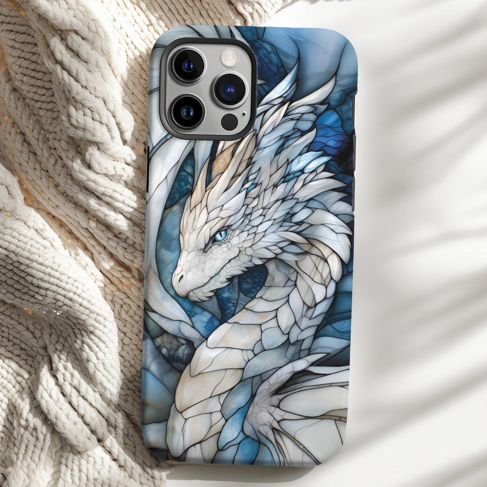 Blue Dragon Fantasy Stained Glass Mosaic Phone Case 17 16 15 14 13 12 ...