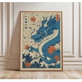 Blue Dragon Japanese Wave Mythical Creature Ukiyo-e Fantasy Oriental ...