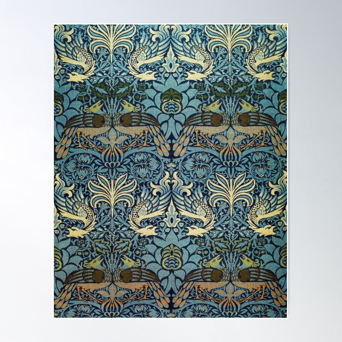 Blue Dragon Pattern Poster Wall Art, Modern Wall Decor For Living Room ...