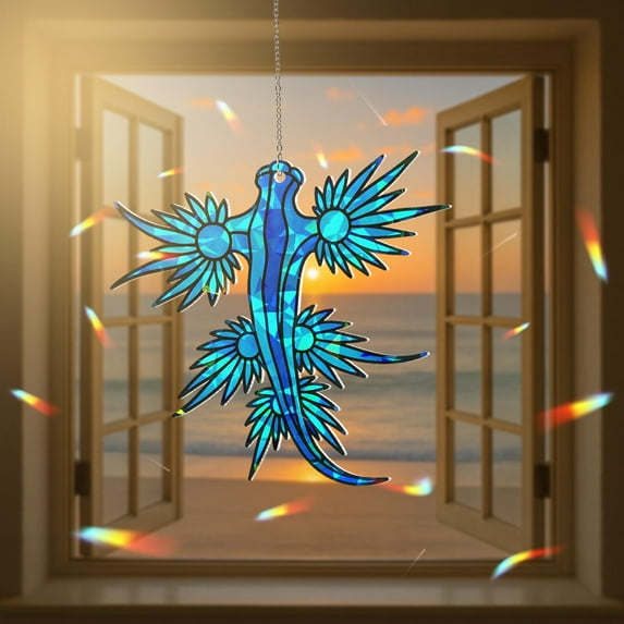 Blue Dragon Suncatcher, Holographic Acrylic Fantasy Sun Catcher, Sea ...