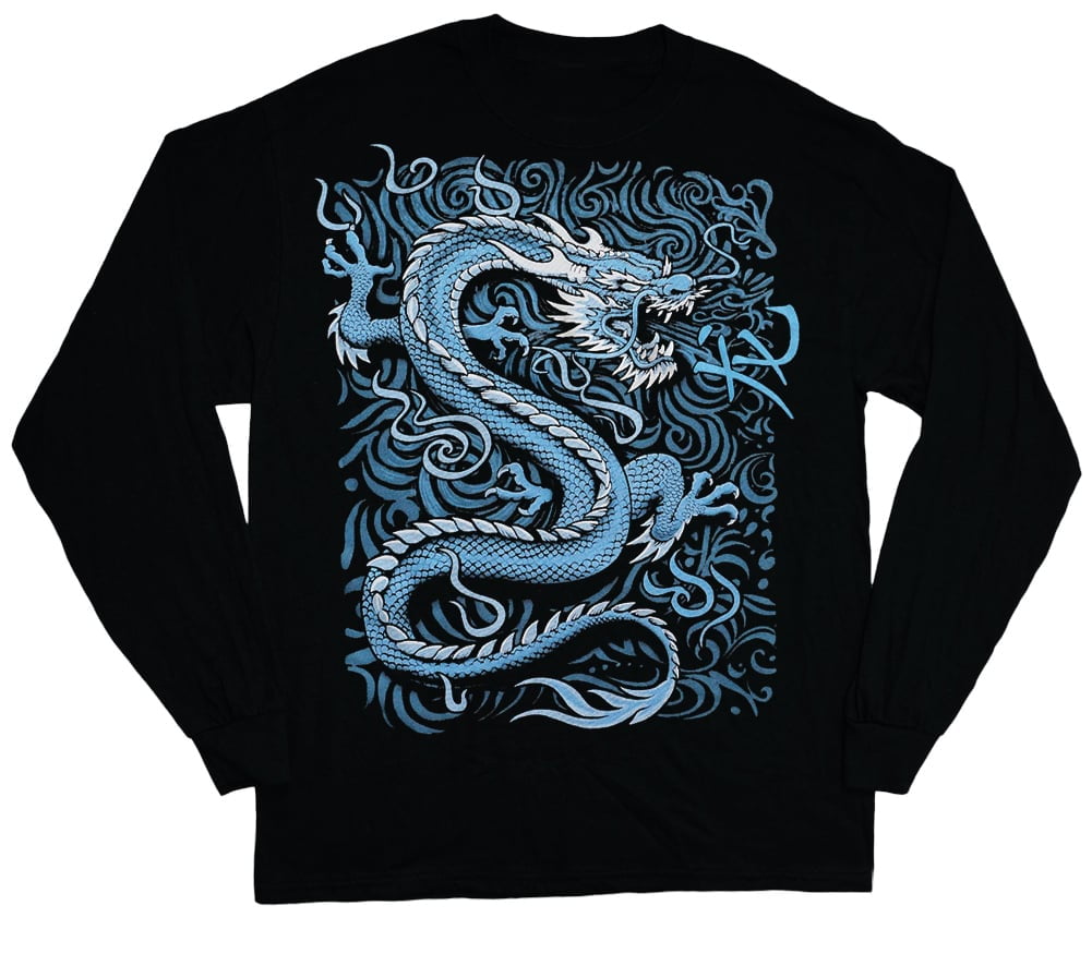 Blue Dragon T-shirt Mens Graphic Tees Long Sleeve Tee Shirt - Walmart.com