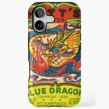 Blue Dragon Vintage Label Art Design iPhone Case 17 11 12 13 14 15 16 ...