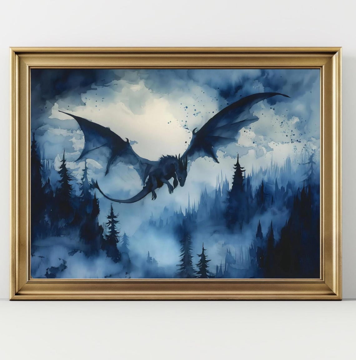 Blue Dragon Watercolor Print – Fantasy Art Poster, Forest Dragon ...