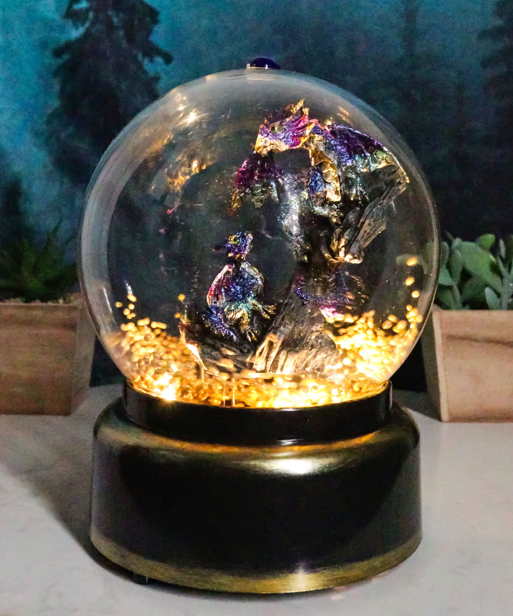 Blue Dragon With Baby Wyrmling Family Musical LED Light Air Powered ...