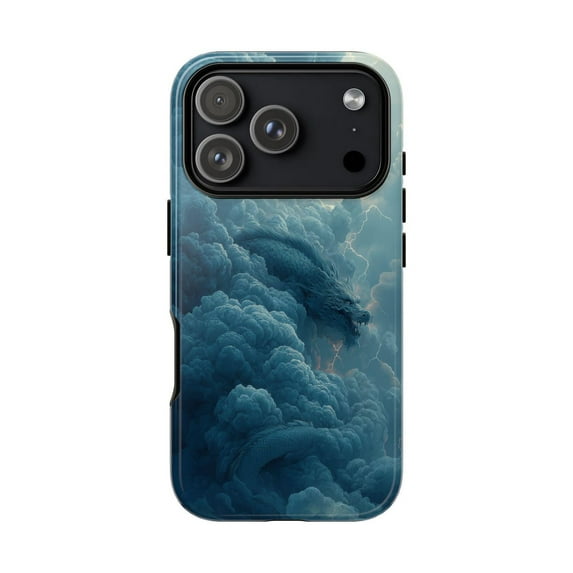 Blue Dragon in Storm Clouds Fantasy Sky Art with iPhone 17 to 11 Pro ...