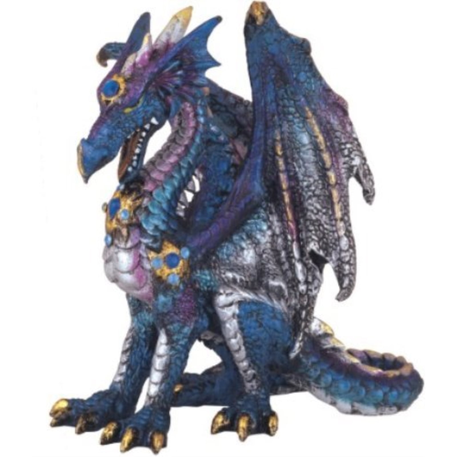 Blue Dragon with Gems Medieval Fantasy Figurine Sculpture Statue ...