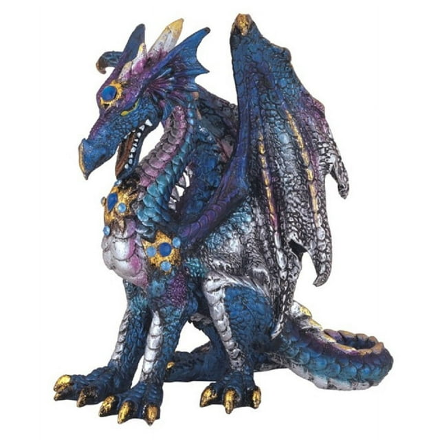 Blue Dragon with Gems Medieval Fantasy Figurine Sculpture Statue ...