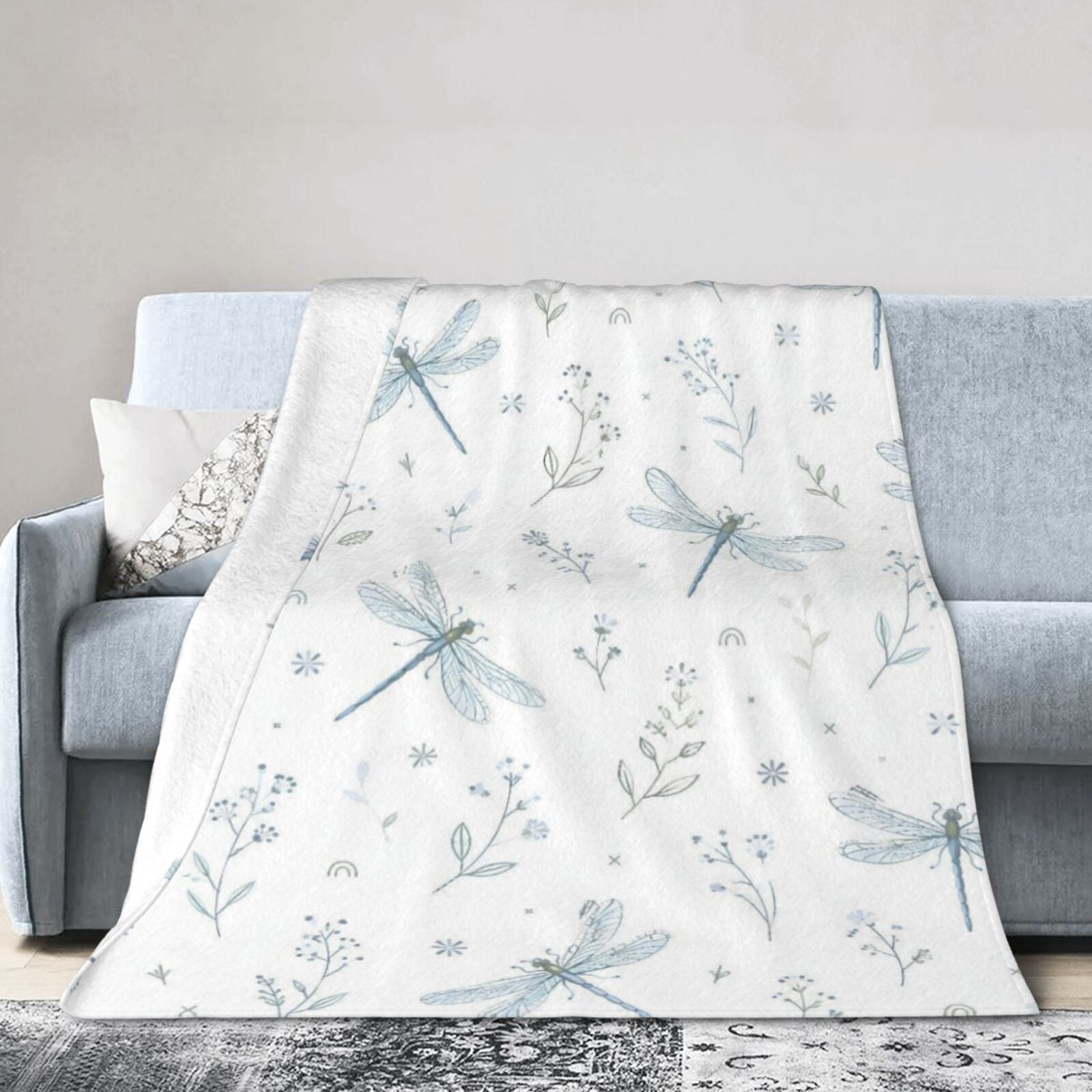 Blue Dragonfly Floral Blanket Gift Throw Blanket Gift for Women ...
