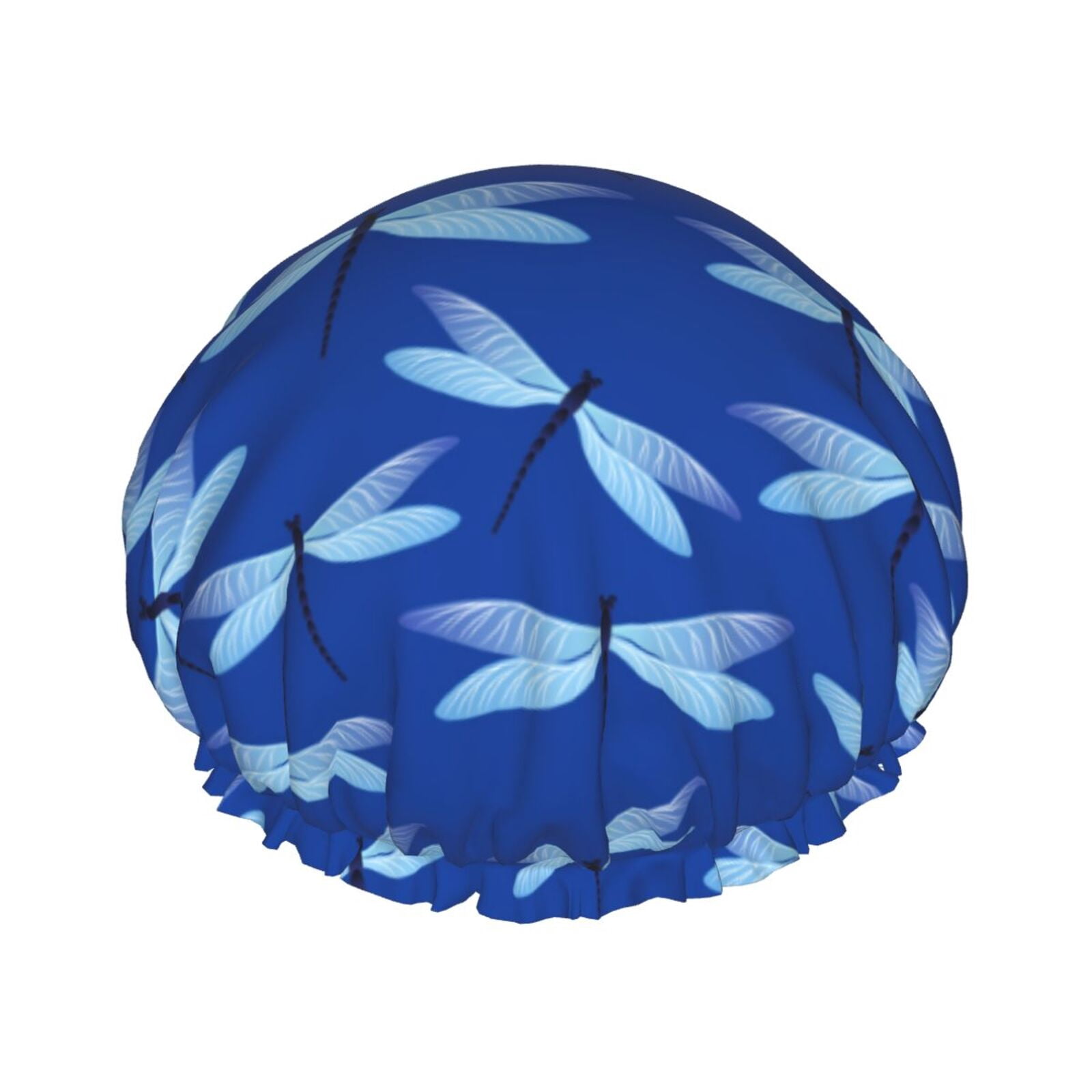 Blue Dragonfly Print Shower Cap, Reusable Bath Hair Hat for all Hair ...