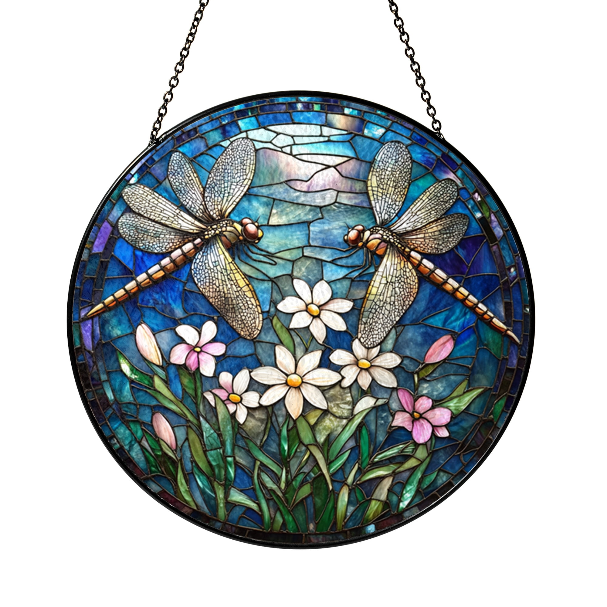 Blue Dragonfly Stained Glass Style Suncatcher – Wildflower Window ...