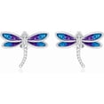 Blue Dragonfly Stud Earrings 925 Sterling Silver Insect Small Cartilage ...