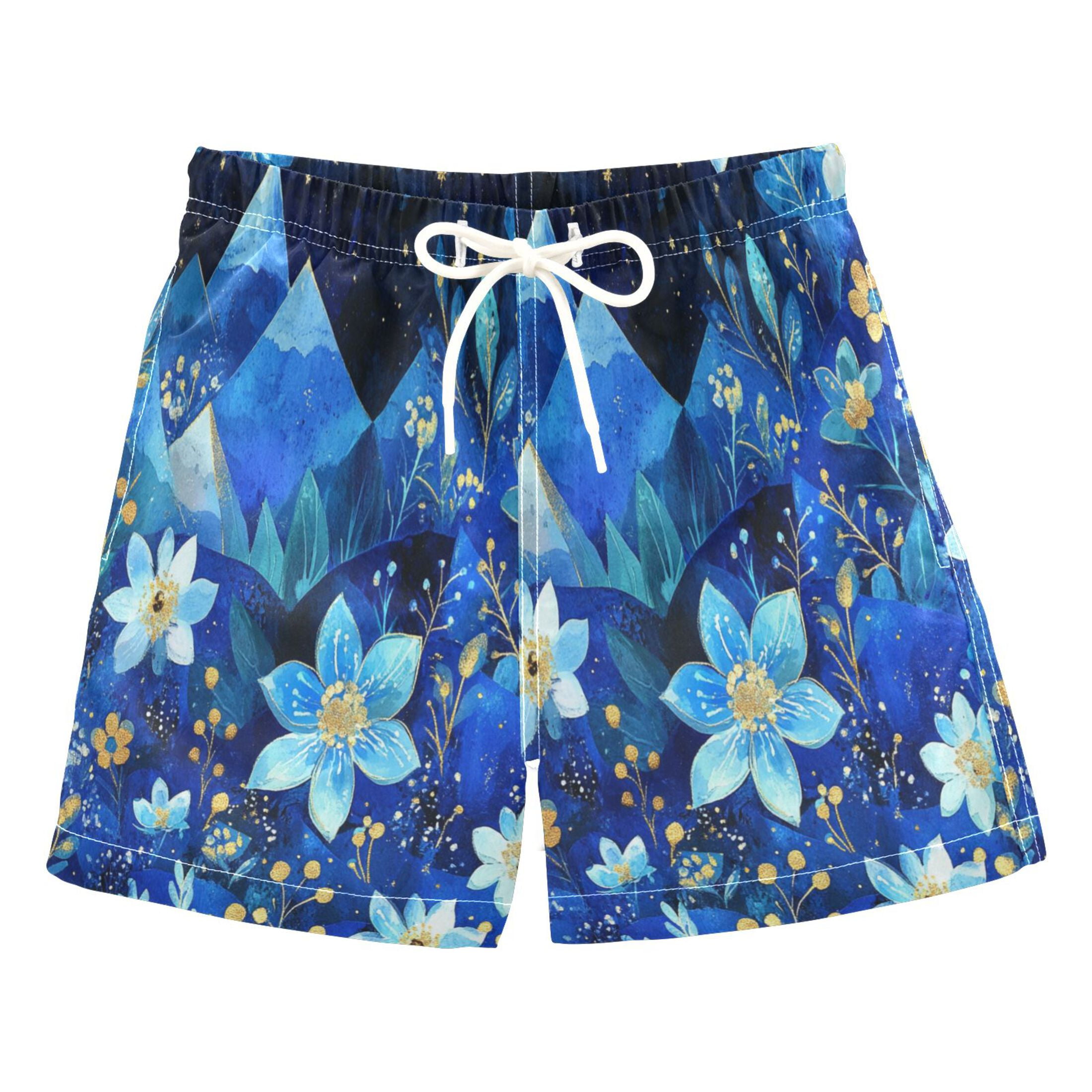 Blue Dream Flowers Boys' Swim Trunks Beach Pool Shorts Quick Dry Soft ...