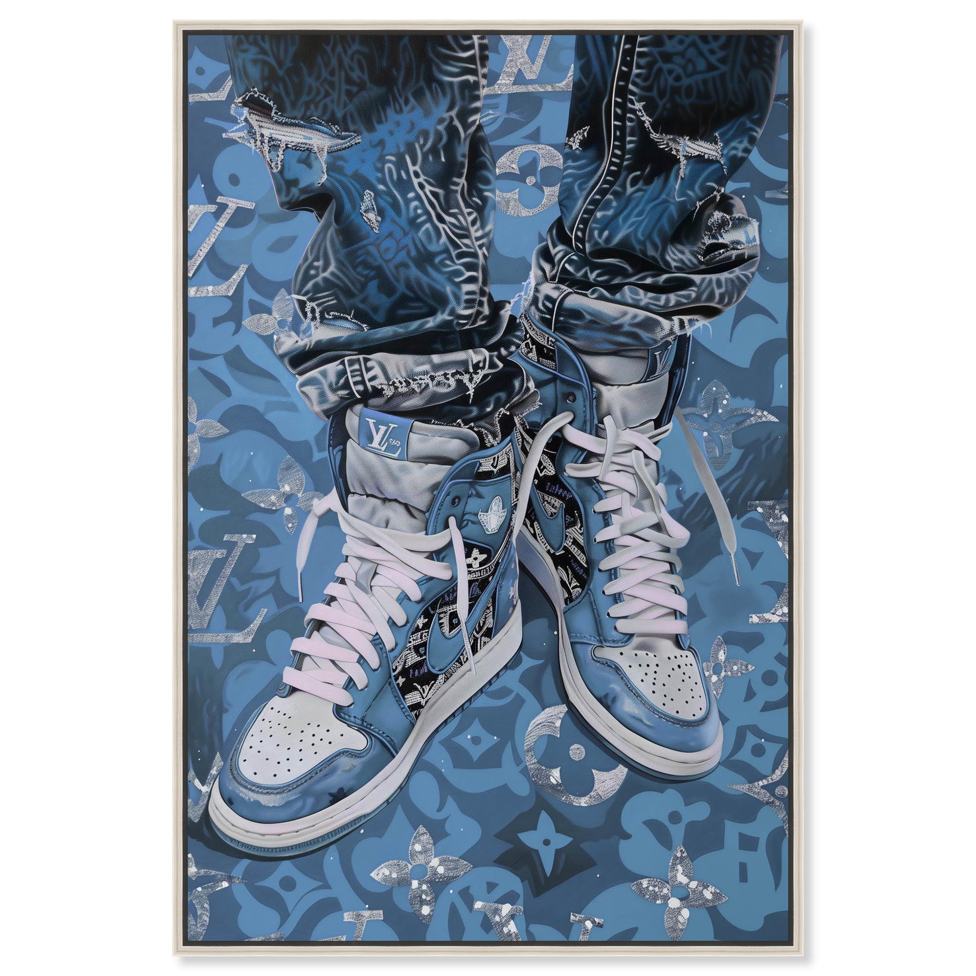 Blue Dreams Sneakers Canvas Modern Sneaker Art by Art Remedy, Silver ...