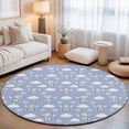 Blue Dreamy Elephant Washable Round Area Rug 3 ft, Cartoon Animal Cloud ...