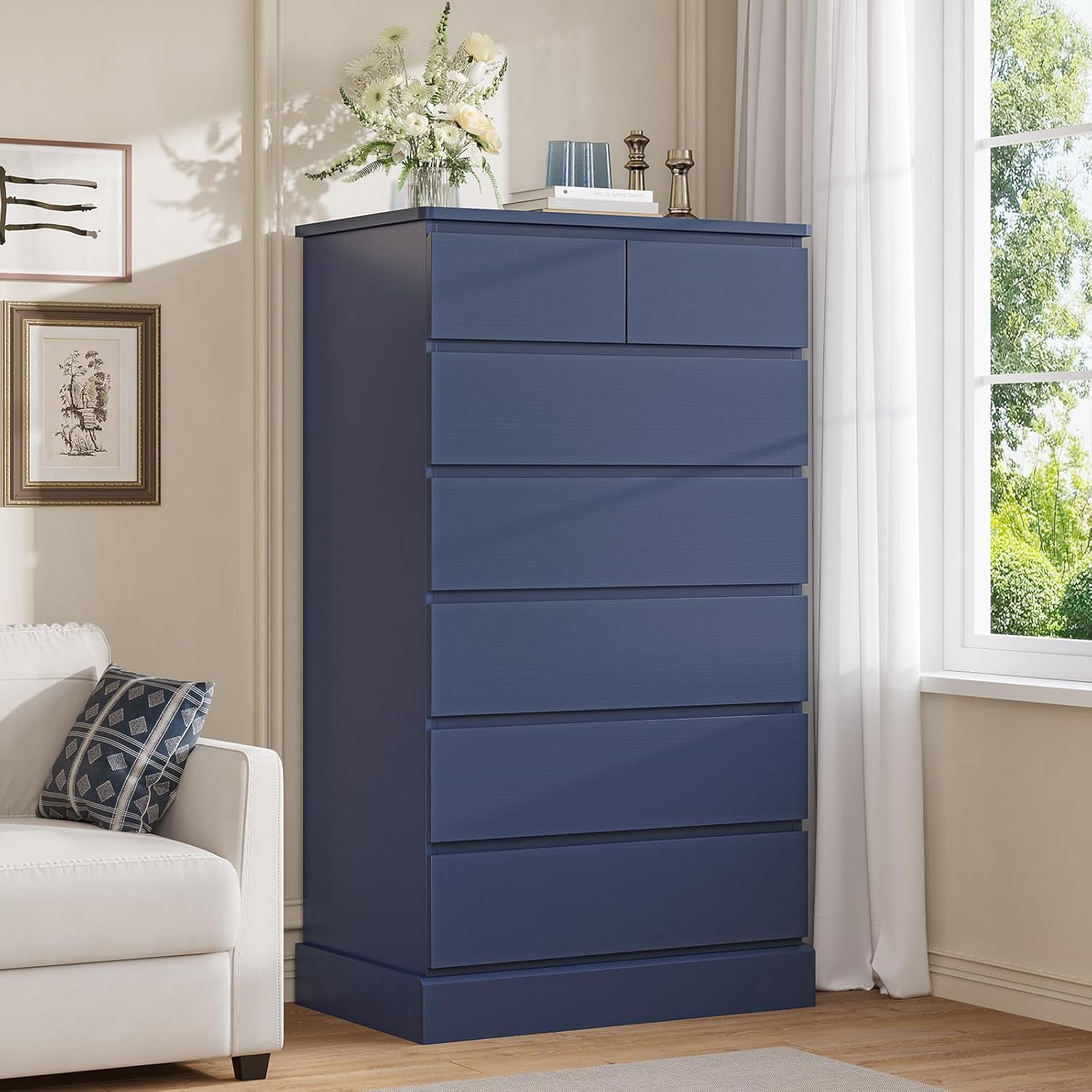 Blue Dresser for Bedroom Tall Dresser & Chests of Drawers, Modern Wood ...