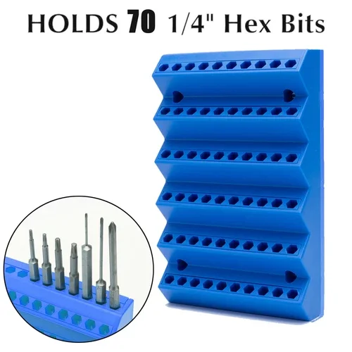 Blue Drill Bit Storage Case Holder For 1/4 Inch Hex Shank Bit ...