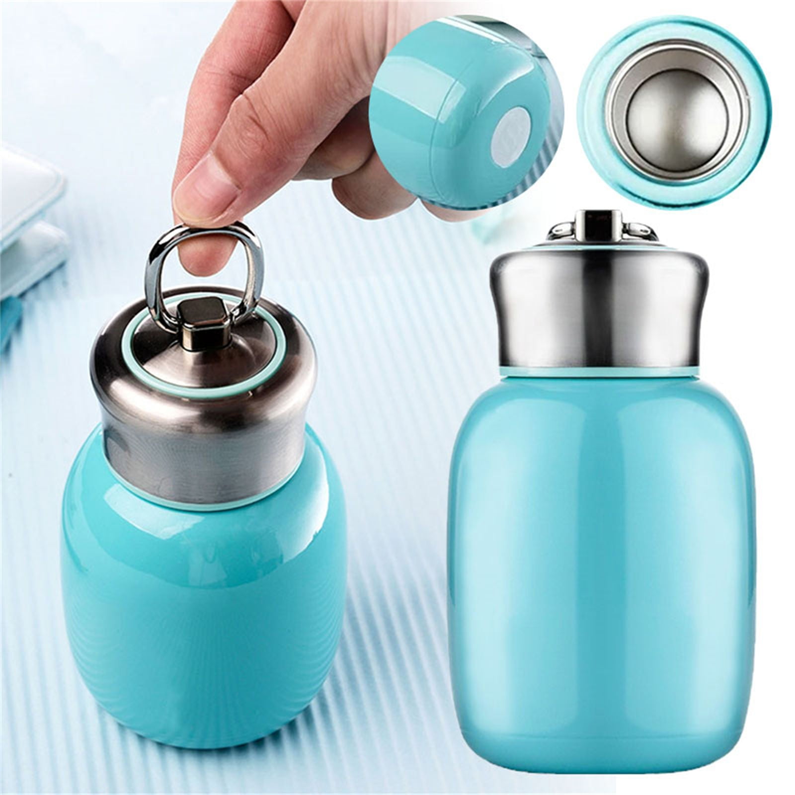 Blue Drinking Glass Water Bottles 7Oz Mini Cup Stainless Steel Drinking ...