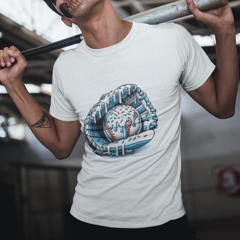 Blue Drip Baseball Glove Tee, Ice Cream Mitt with Sprinkles ...