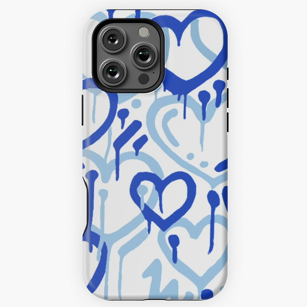Blue Drippy Hearts Aesthetic Art Phone Case for iPhone 16 15 14 13 12 ...