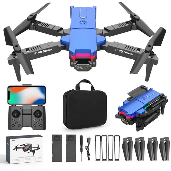 Blue Drone With Dual 4K Camera Remote Control Folding Quadcopter Wifi ...