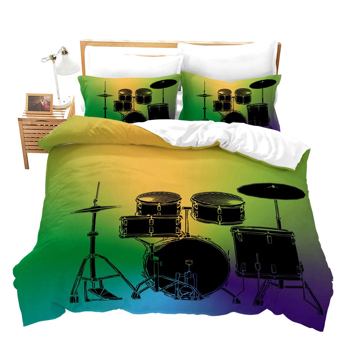 Blue Drum Kit King Duvet Cover Rock Music Comforter Cover Hip Hop ...