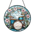 Blue Drum Set Stained Glass Suncatcher, Round Music Window Panel with ...