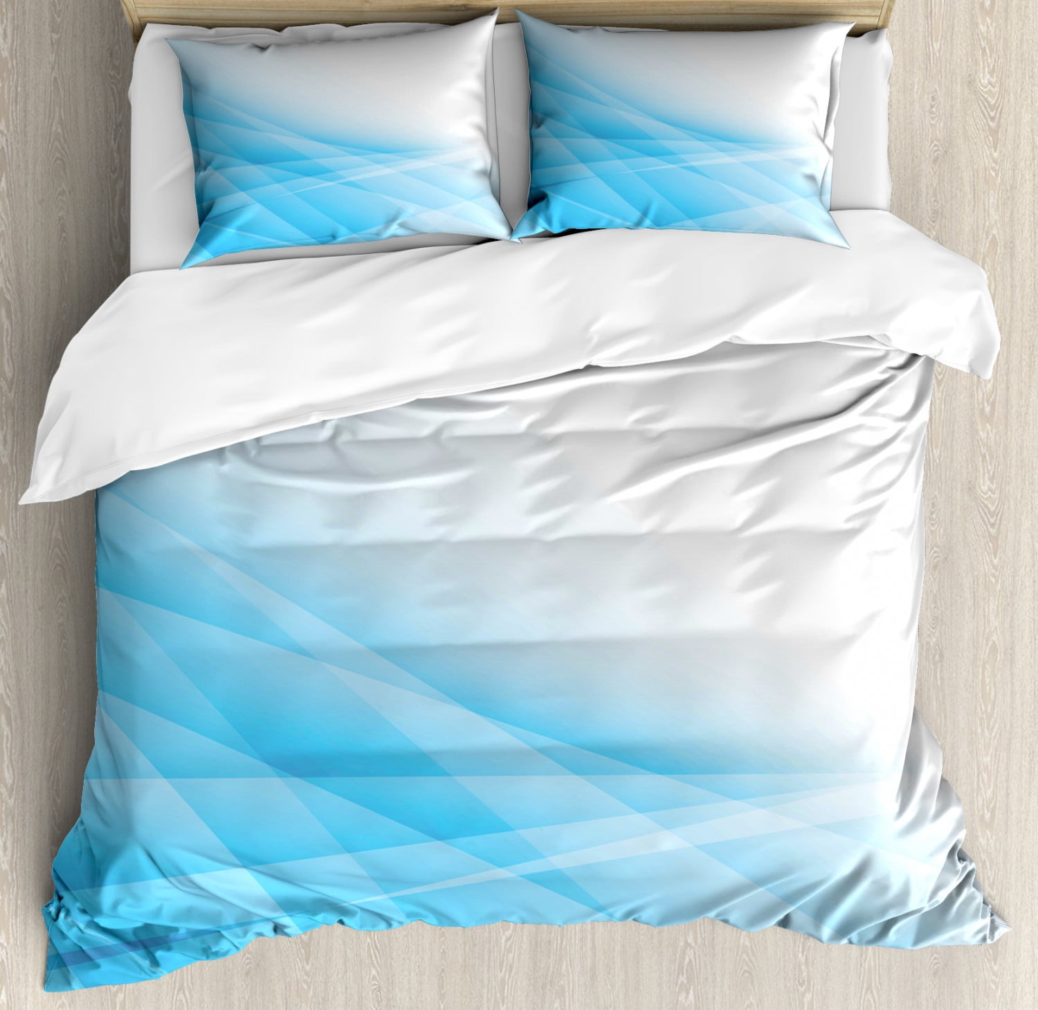 Blue Duvet Cover Set King Size, Futuristic Lines Softness Feeling ...