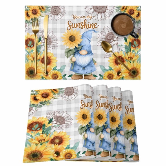 Blue Dwarfs Cotton Linen Placemats Set of 8, You Are My Sunshine ...