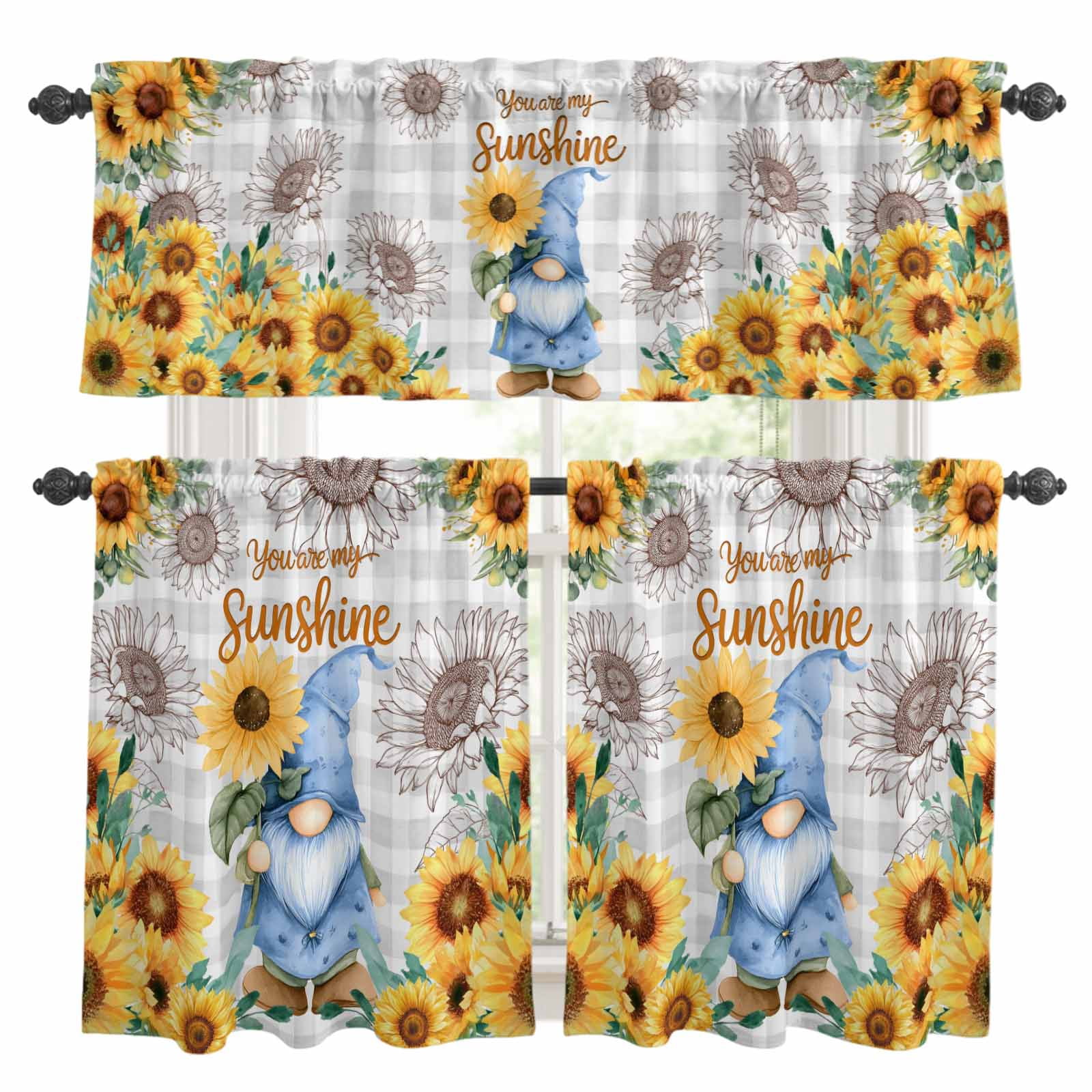 Blue Dwarfs Kitchen Curtains and Valances Set, You Are My Sunshine ...