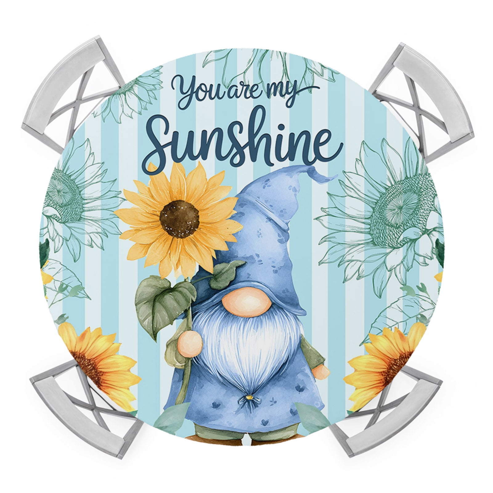Blue Dwarfs Round Table Cover, You Are My Sunshine Sunflower Spring ...
