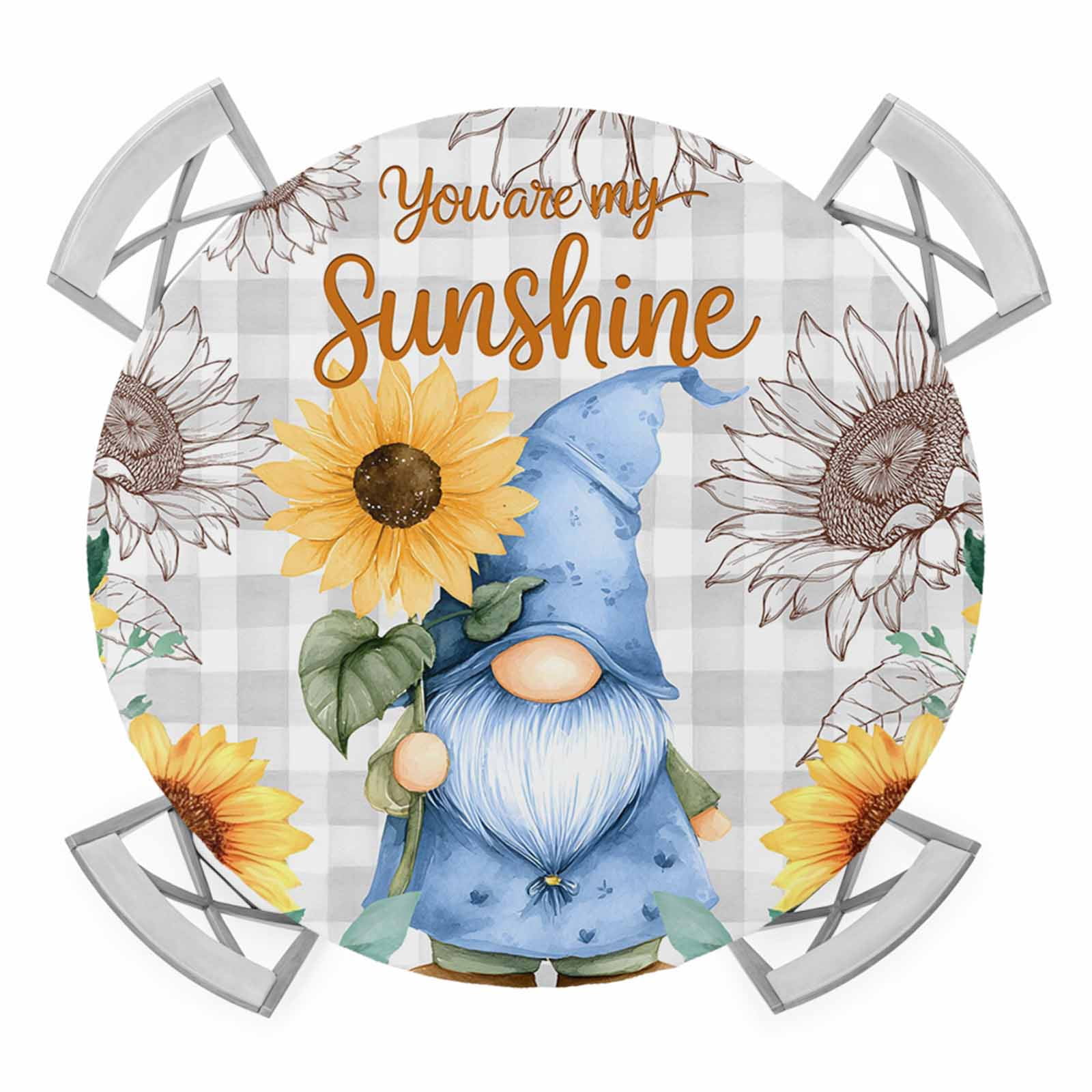 Blue Dwarfs Round Table Cover, You Are My Sunshine Sunflower Spring ...