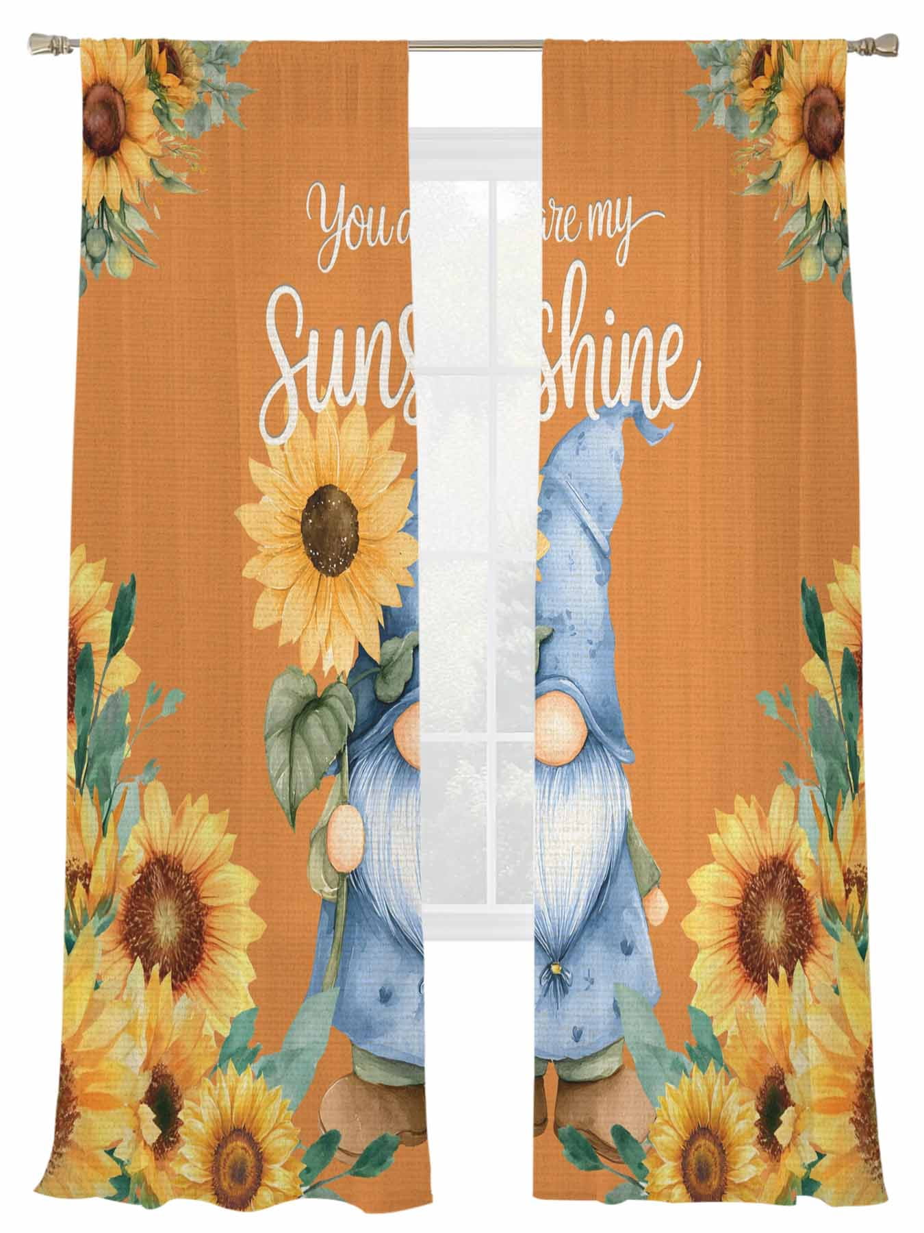 Blue Dwarfs Sheer Curtains 2 Panels Set You Are My Sunshine Sunflower ...