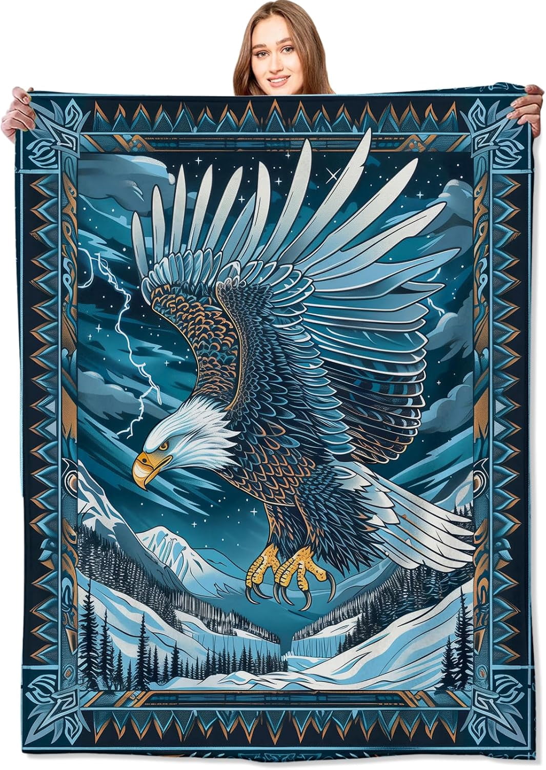 Blue Eagle Blanket,Mountain Nature Southwestern Throw Blankets,Gifts ...