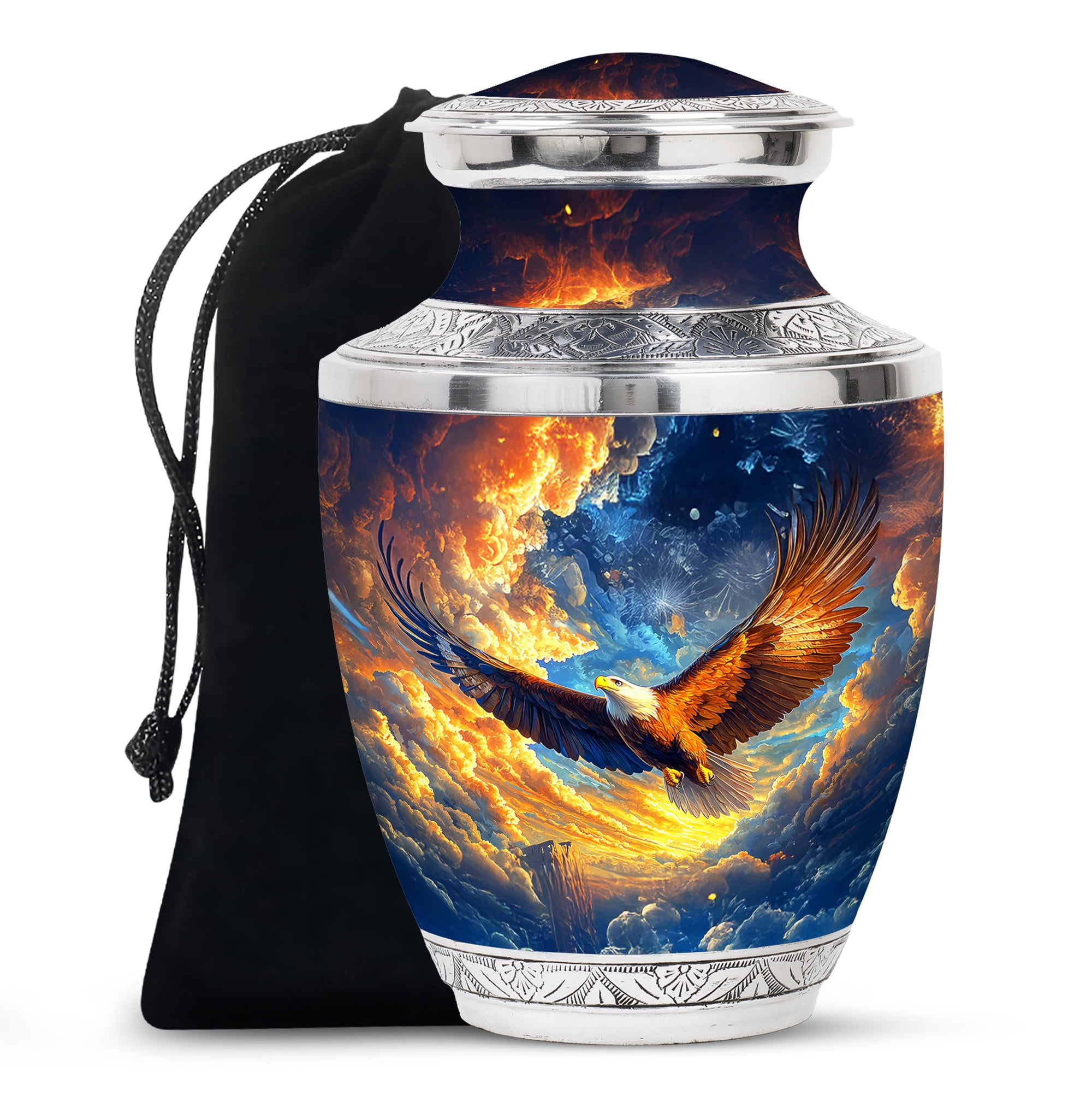 Blue Eagle Flying In cloud Large Funeral Urns For Adult Female & Male ...