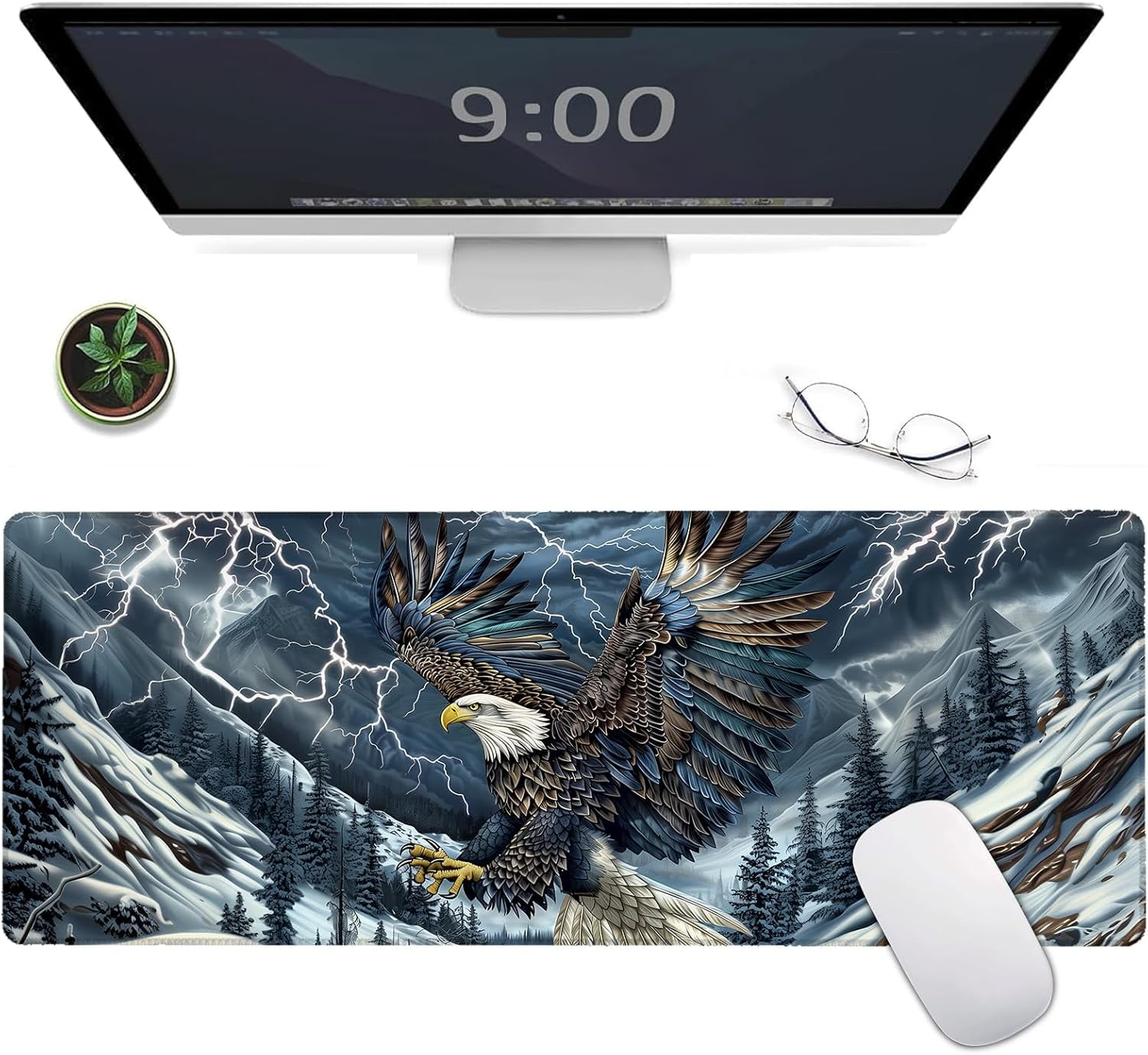 Blue Eagle Large Gaming Mouse Pad,Majestic Bird Desk Mat,31.5x11.8x0 ...