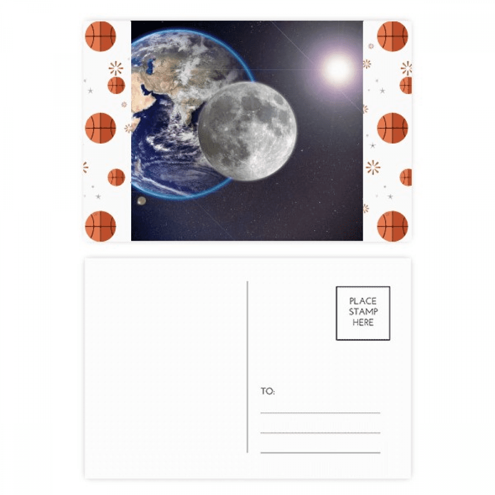 Blue Earth White Planet White Basketball Postcard Set Thanks Card ...
