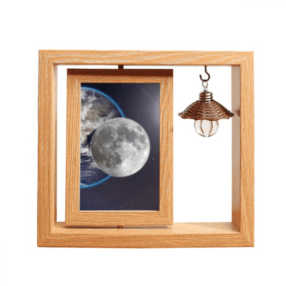 Blue Earth White Planet White Wooden Rotating Picture Photo Frame 4x6 ...