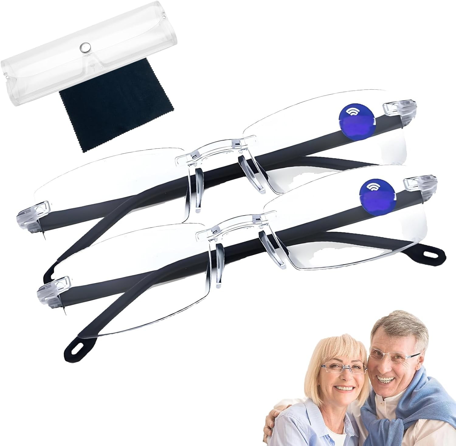 Blue Ease Optics Glasses, Clear Automatic Zoom Reading Eyeglasses ...