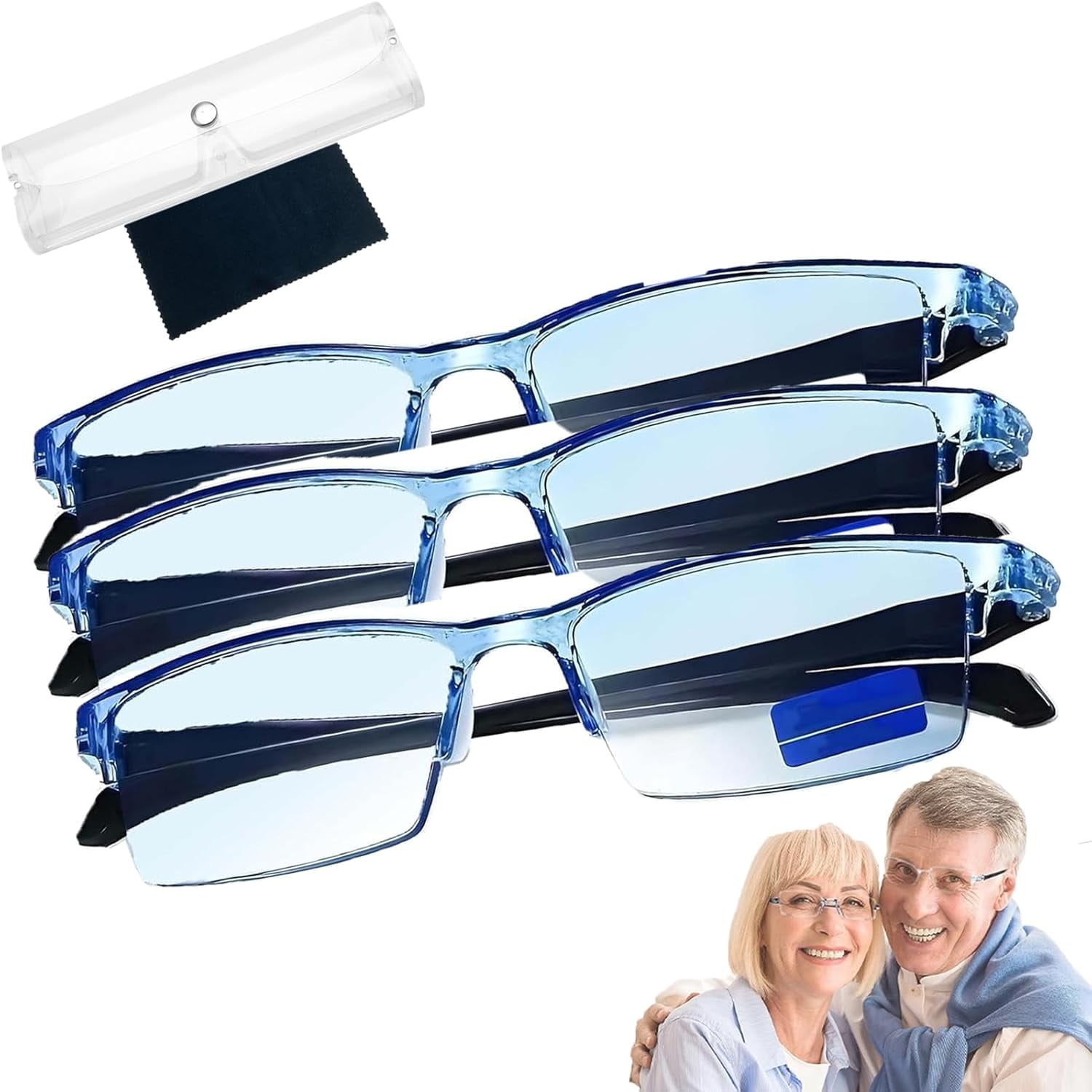 Blue Ease Optics Glasses, Clear Automatic Zoom Reading Eyeglasses ...