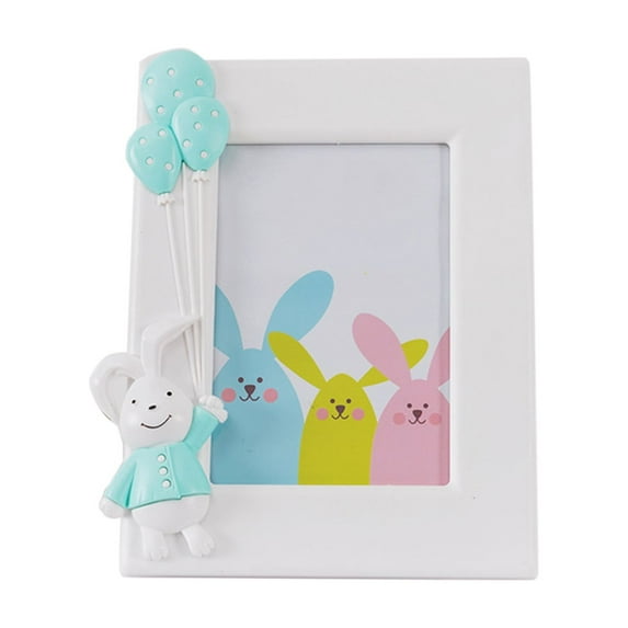 Blue Easter Bunny Framed Figurine 7 Inch Vertical Photo Frame ...