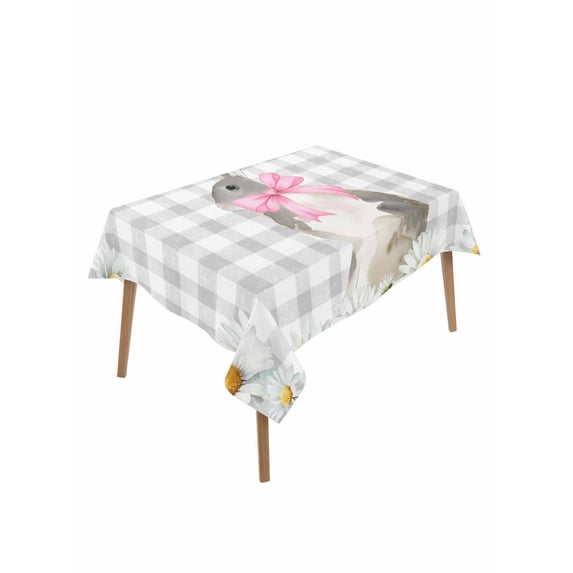 Blue Easter Bunny Rectangle Tablecloth, Spring Daisy Modern Gray ...