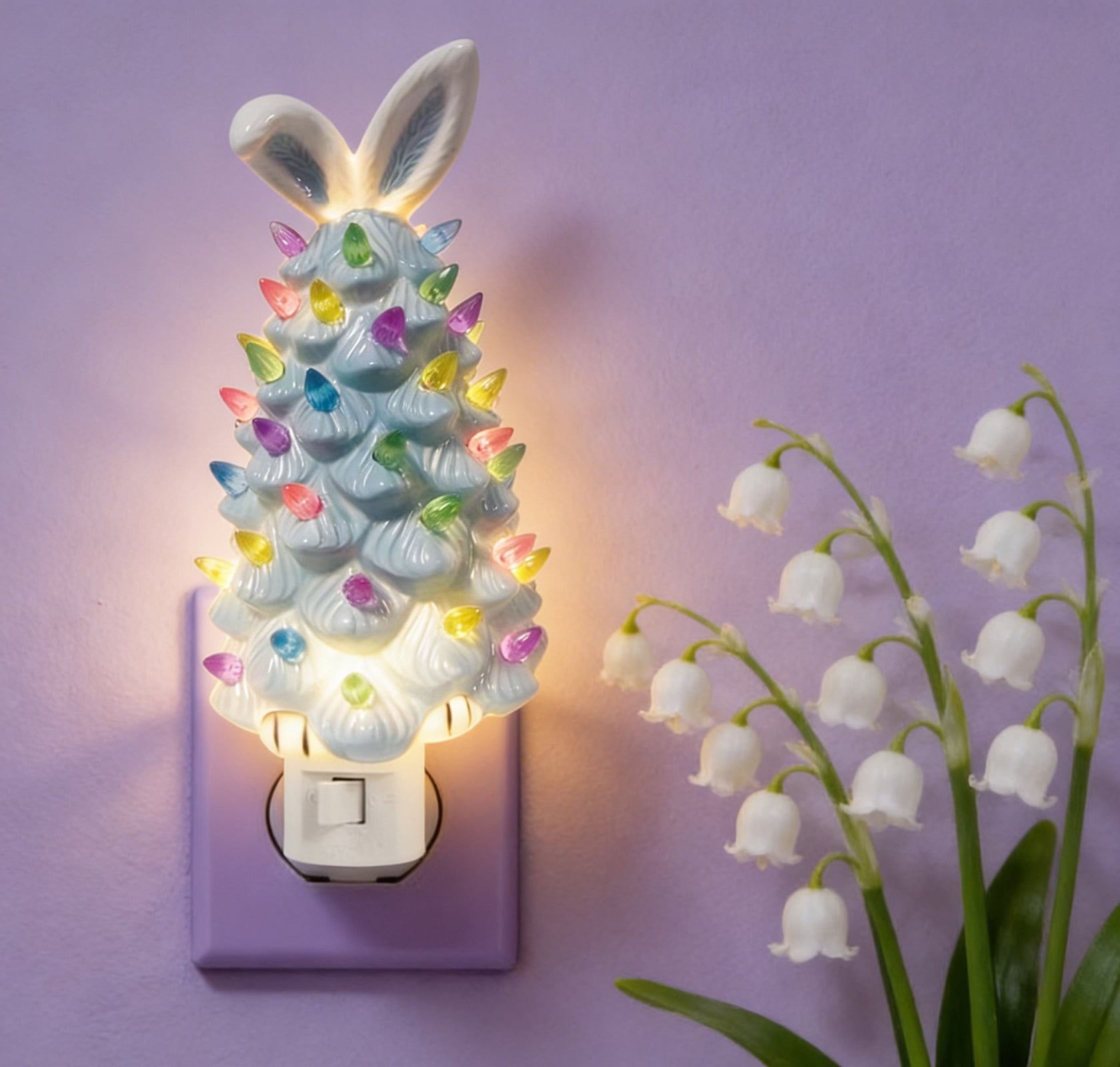 Blue Easter Bunny Tree Decorative Light - US Plug Tabletop Statue ...