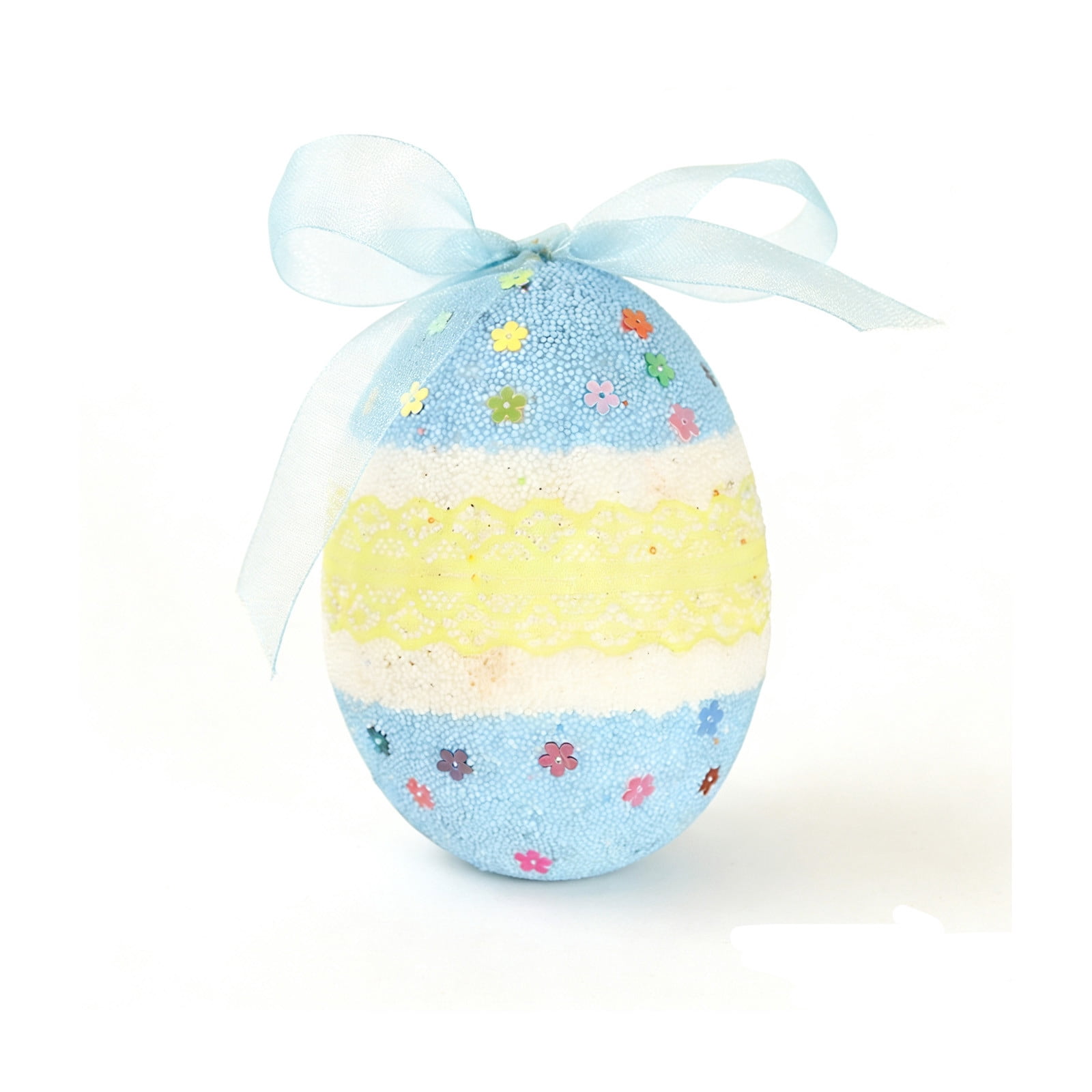 Blue Easter Foam Egg Decorations With Floral Lace Pastel Colors Set Of ...