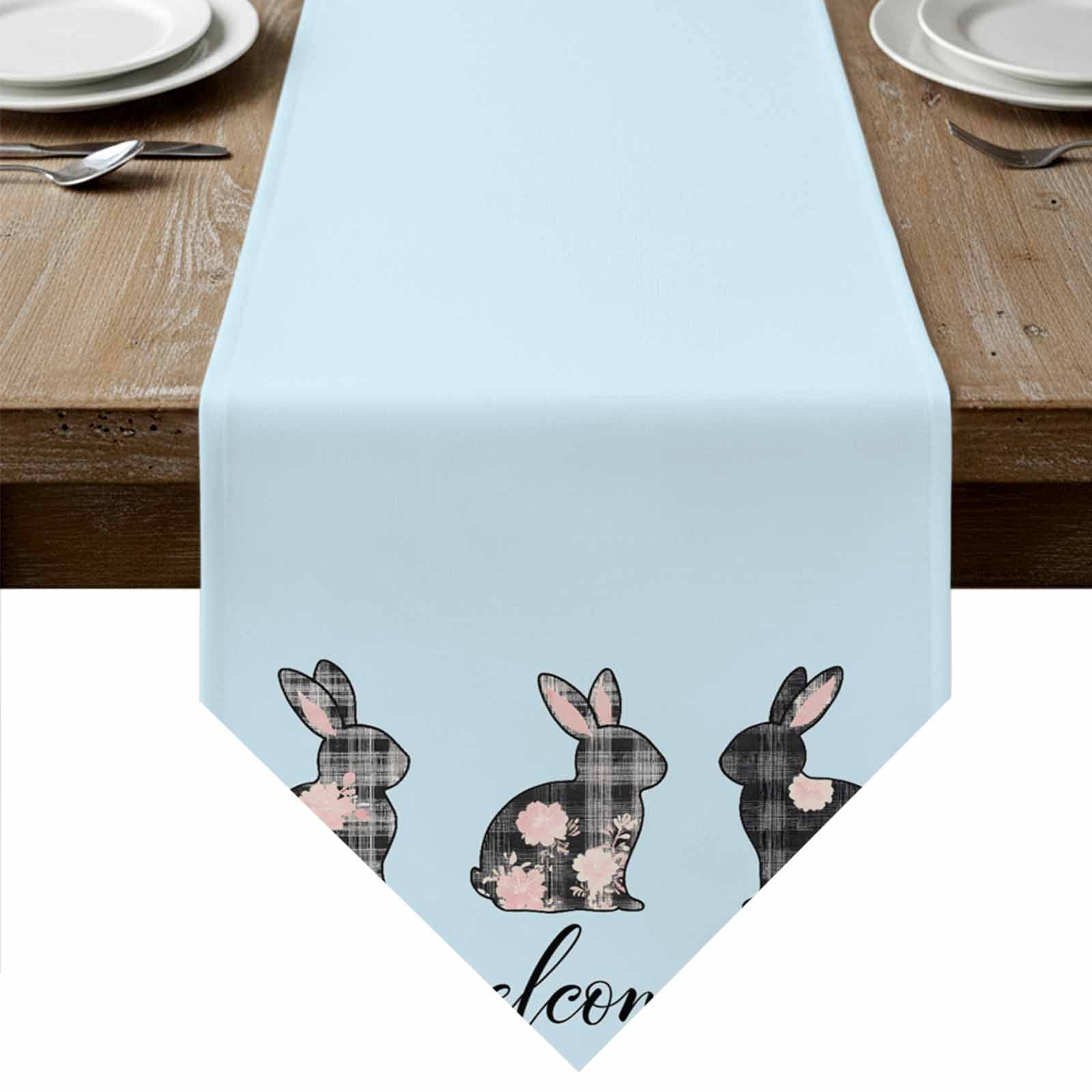 Blue Easter Table Runner Linen Burlap Table Runner 72 Inches Long ...