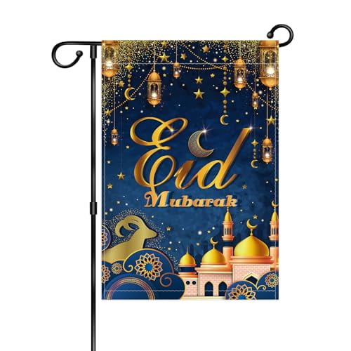 Blue Eid Mubarak Garden Flag,Welcome Ramadan Kareem Muslim Mosque ...
