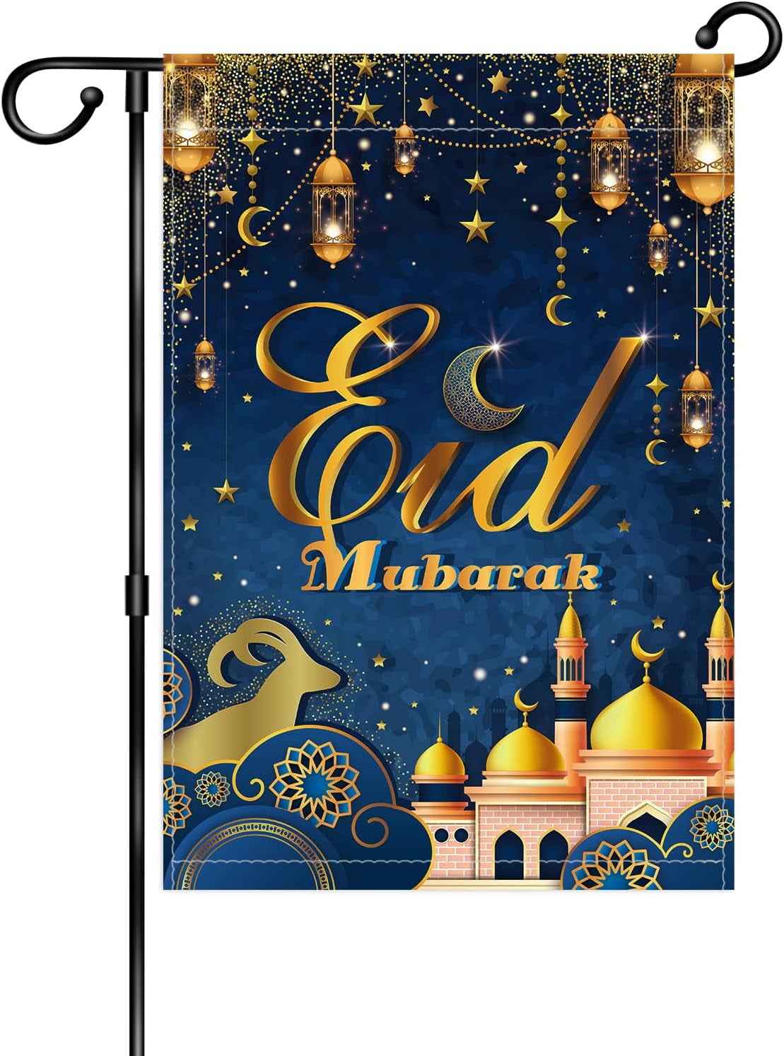 Blue Eid Mubarak Garden Flag,Welcome Ramadan Kareem Muslim Mosque ...