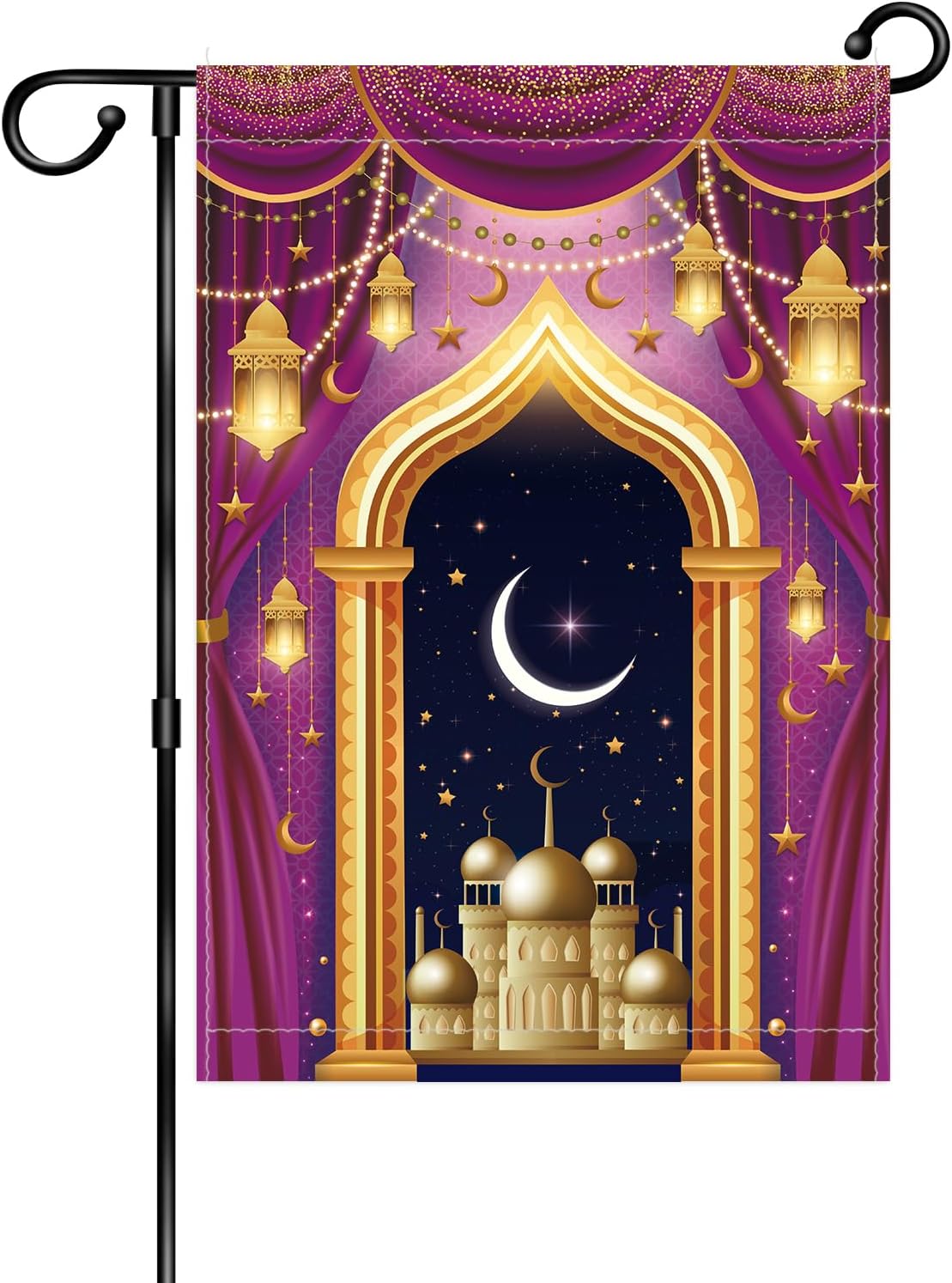 Blue Eid Mubarak Garden Flag,Welcome Ramadan Kareem Muslim Mosque ...