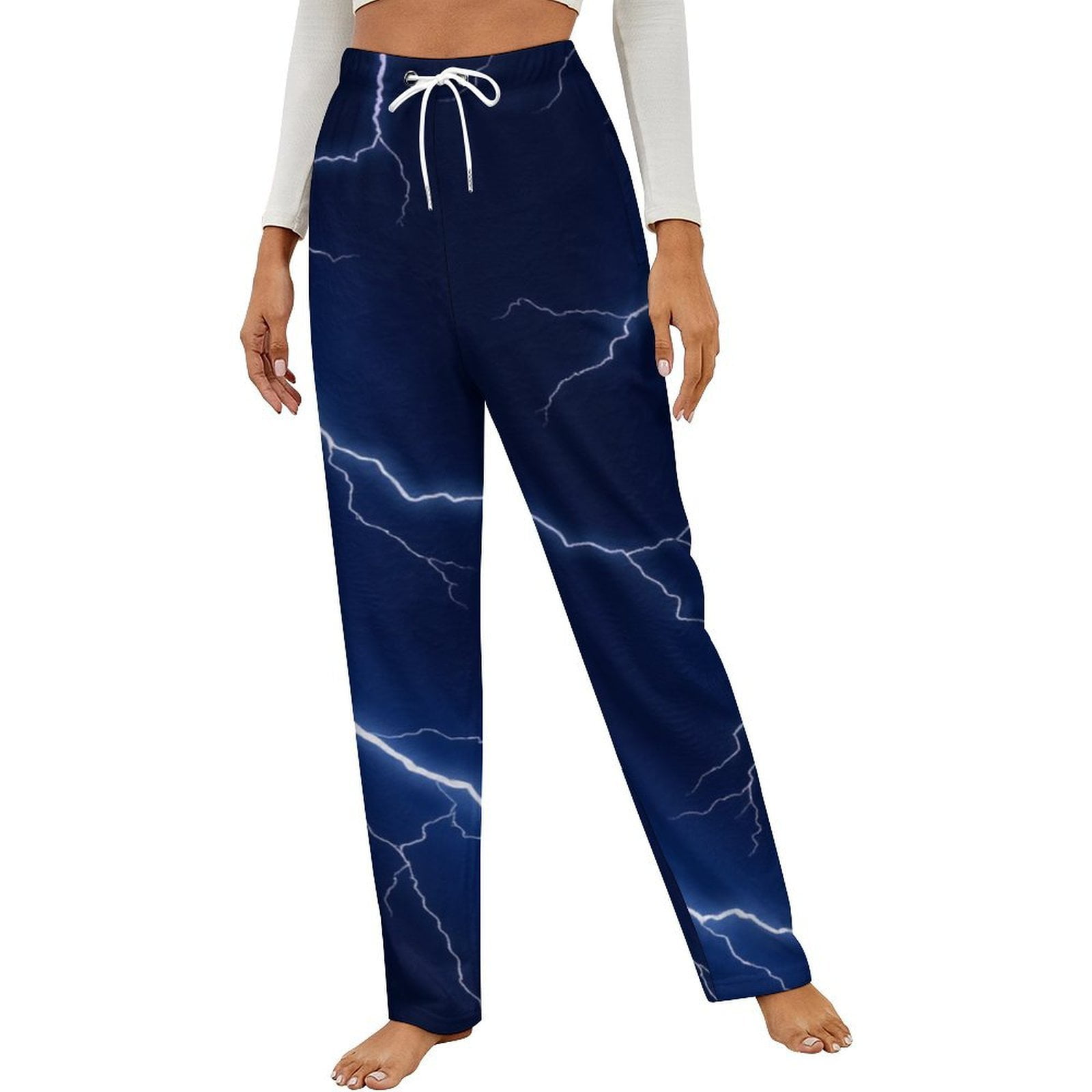 Blue Electric Storm Flannel Pajamas Women's Autumn And Winter Plus ...