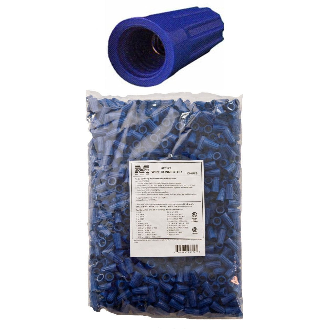 Blue Electrical Wire Connectors UL- 1000 PACK - Walmart.com